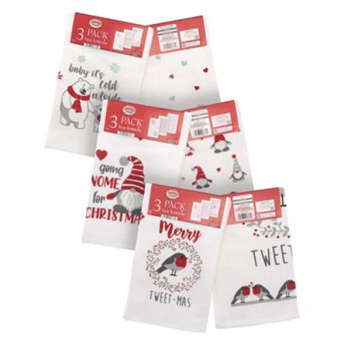 Christmas Design Tea Towels 3 Pack – Sweetpea & Rose