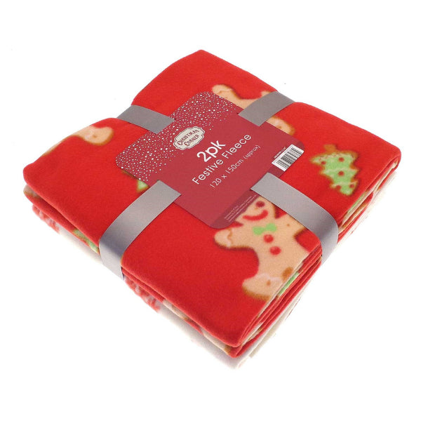 2pk Gingerbread Man & Snowflake Fleece Throws – Sweetpea & Rose
